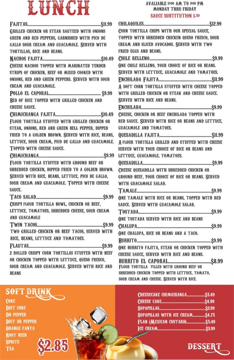 Full Menu – El Caporal Mexican