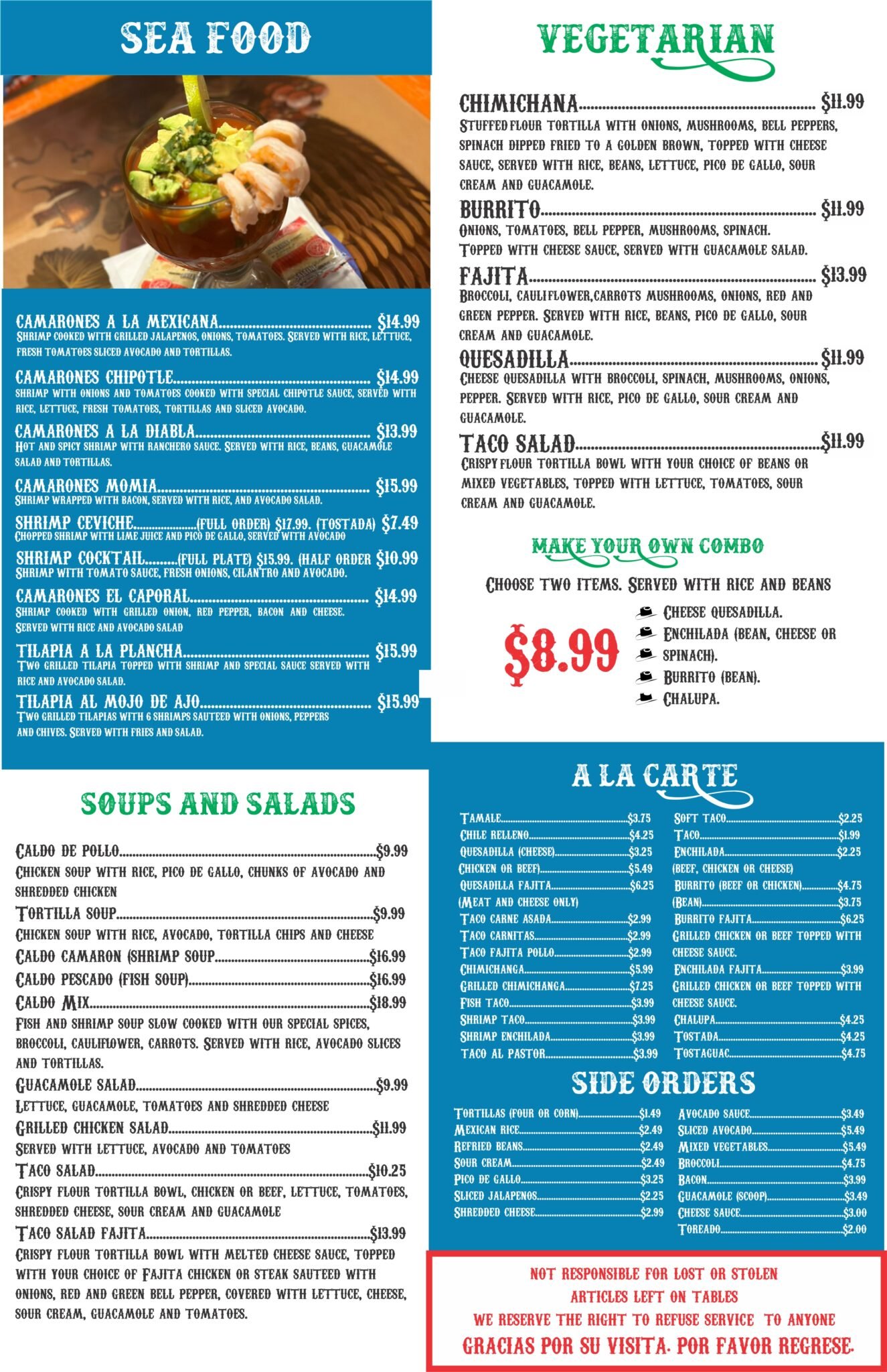 Full Menu – El Caporal Mexican